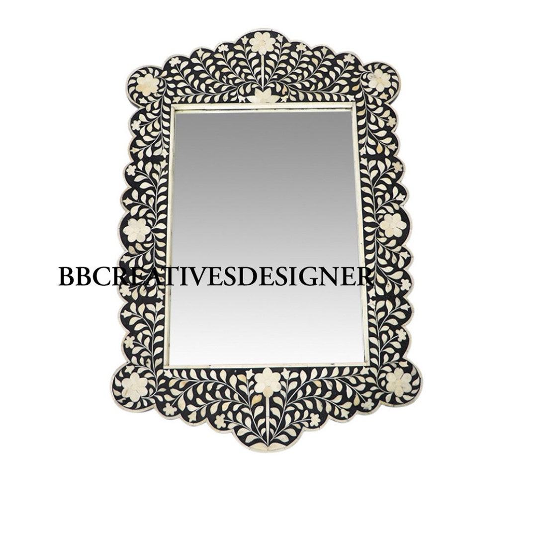 Handmade Wooden Bone Inlay Mirror Frame / Wall Decor / Wall Mirror in ...