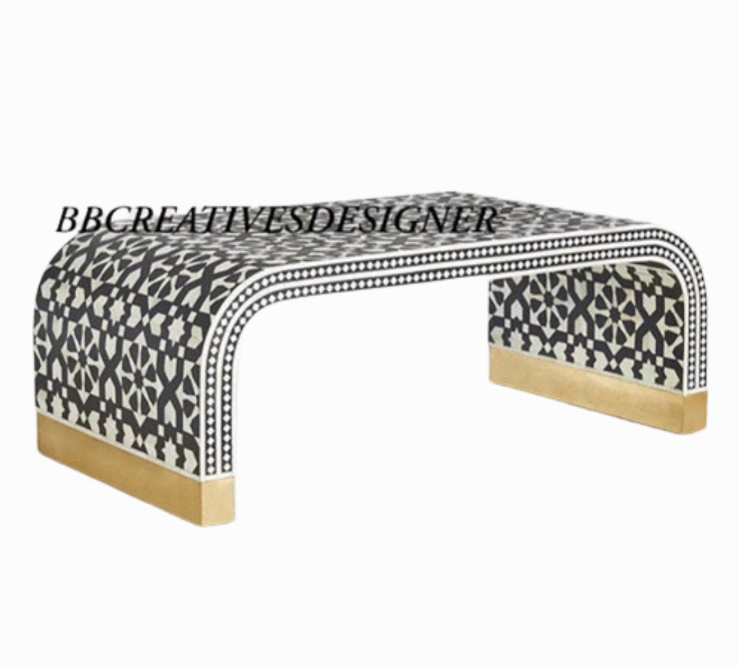 Handmade Wooden Bone Inlay Coffee Table/ Center Table / Inlay Coffee ...