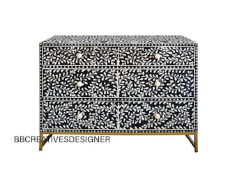 Handmade Wooden Bone Inlay Sideboard/ Cabinet / Storage Sideboard - Etsy