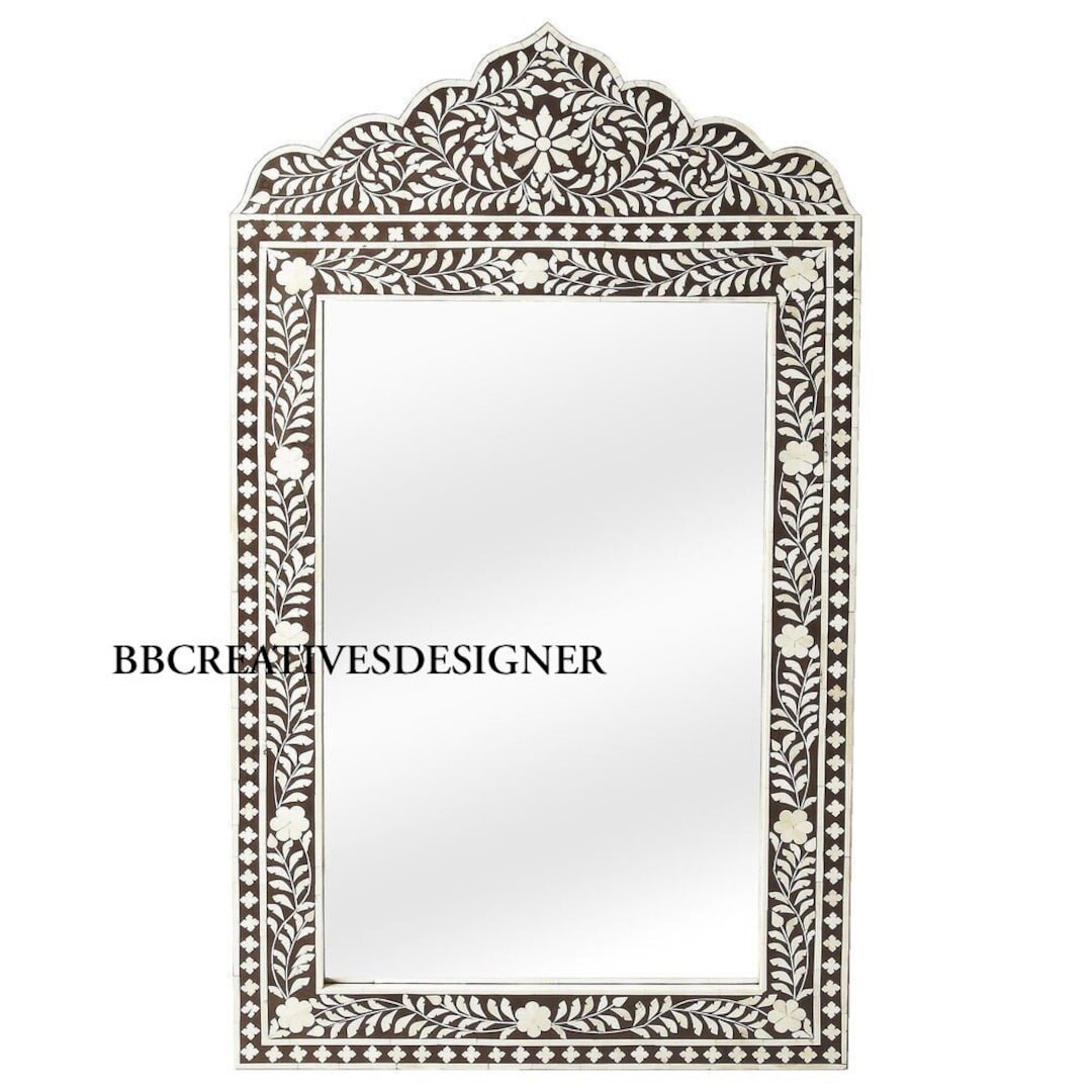 Handmade Wooden Bone Inlay Mirror Frame / Wall Decor / Wall Mirror in ...