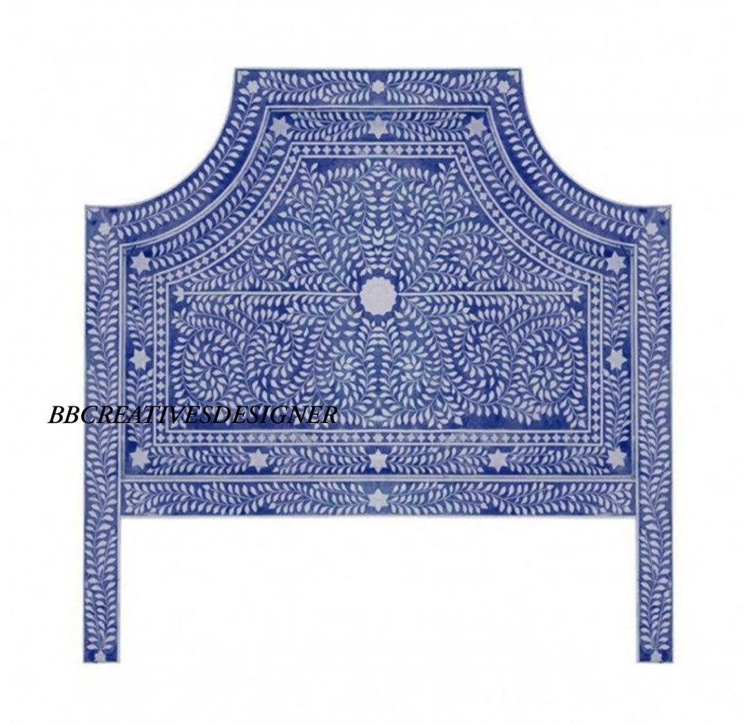 Handmade Wooden Bone Inlay Headboard in Modern Floral Pattern - Etsy