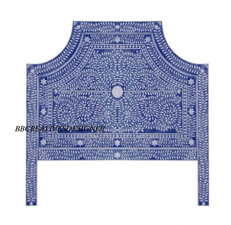 Handmade Wooden Bone Inlay Headboard in Modern Floral Pattern - Etsy