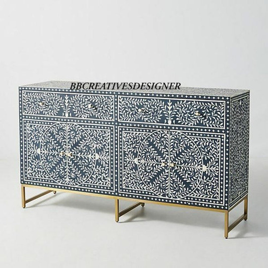 Handmade Wooden Bone Inlay Sideboard/ Cabinet / Storage Sideboard - Etsy