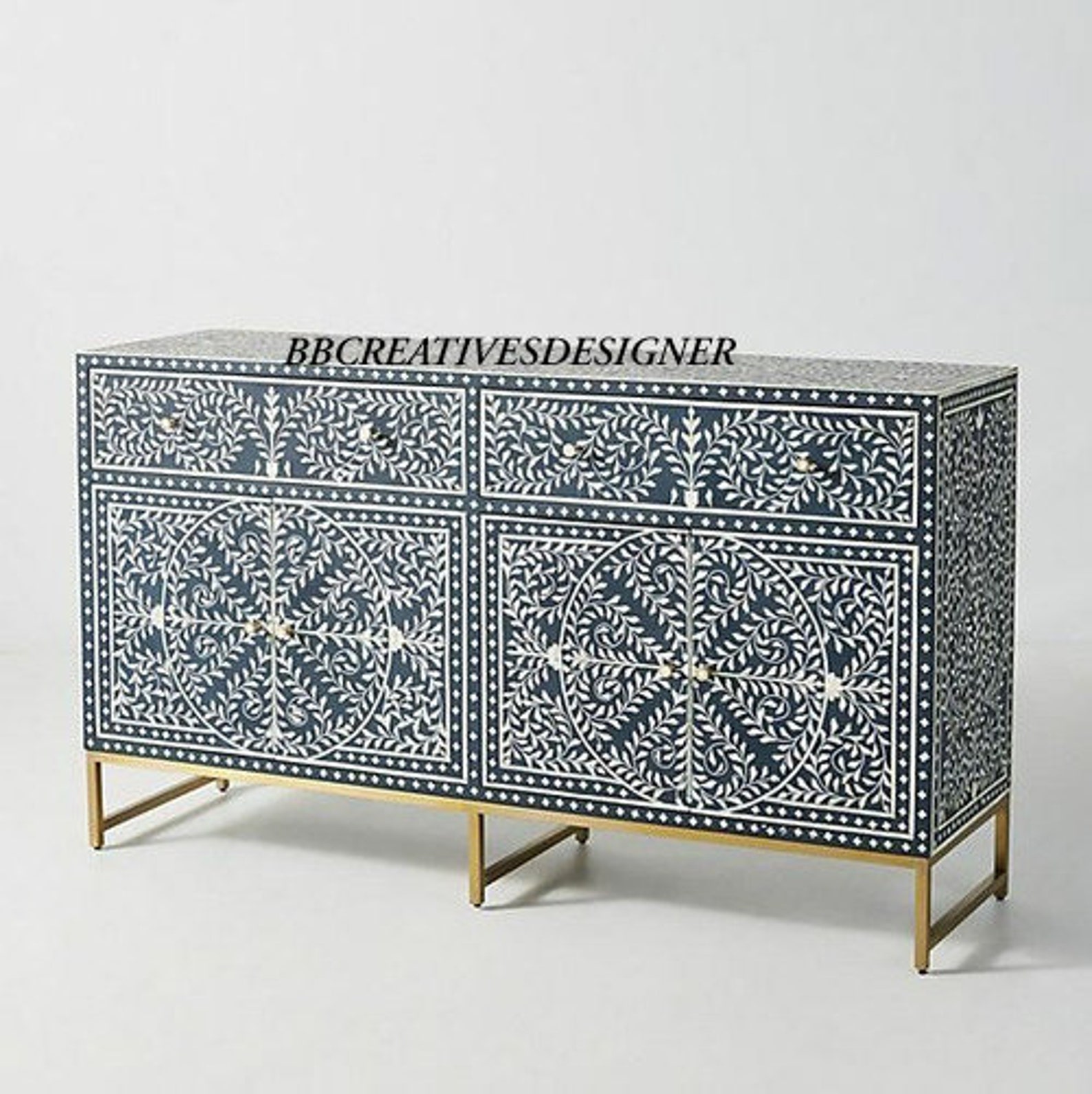 Handmade Wooden Bone Inlay Sideboard/ Cabinet / Storage Sideboard - Etsy