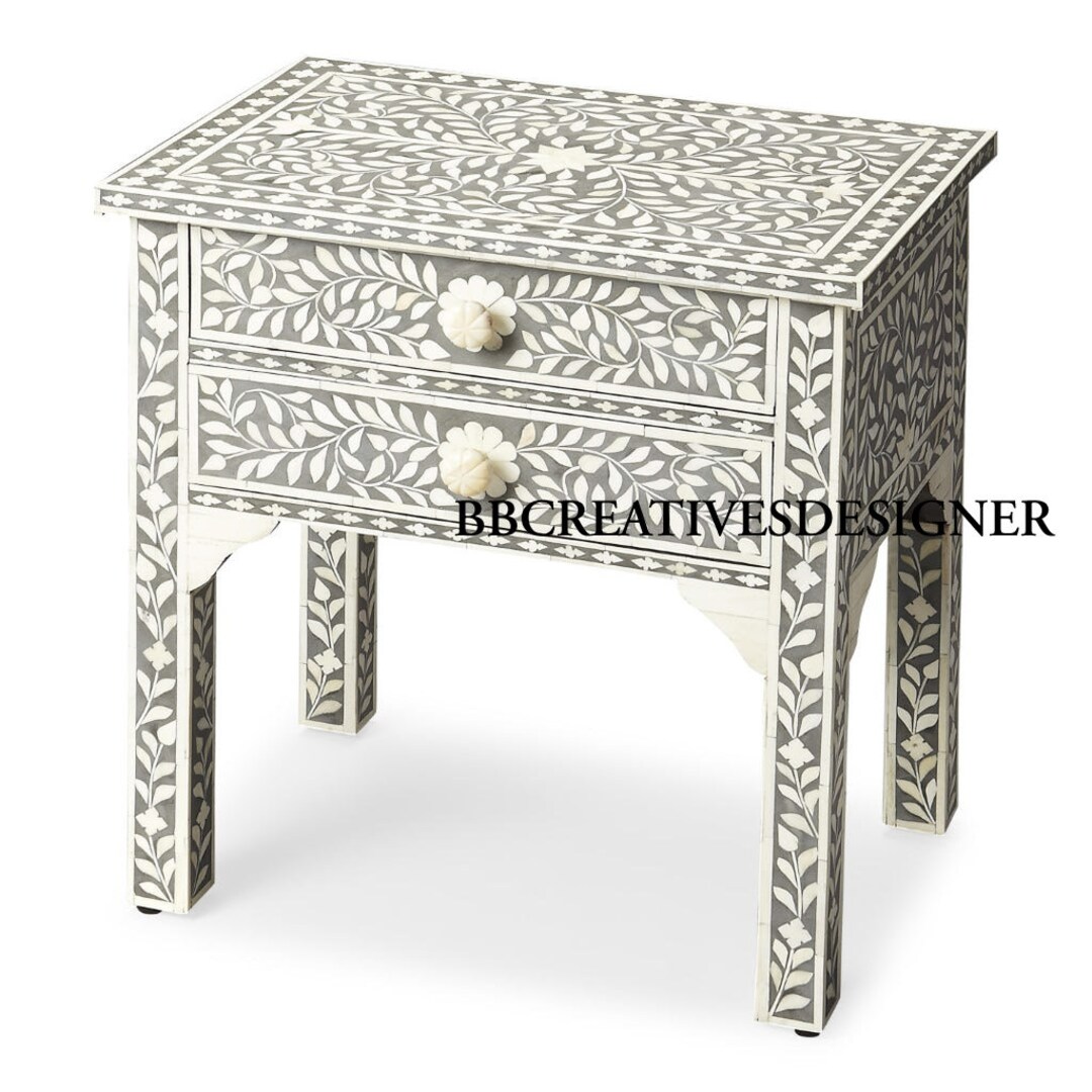 Handmade Wooden Bone Inlay Sidetable /bedside / Nightstand - Etsy