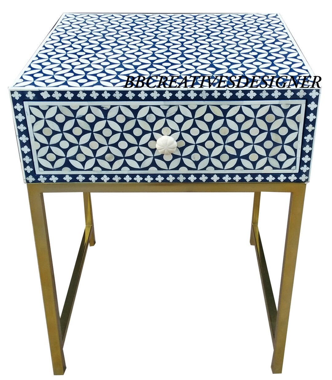 Handmade Wooden Bone Inlay Sidetable /bedside / Nightstand in Modern ...