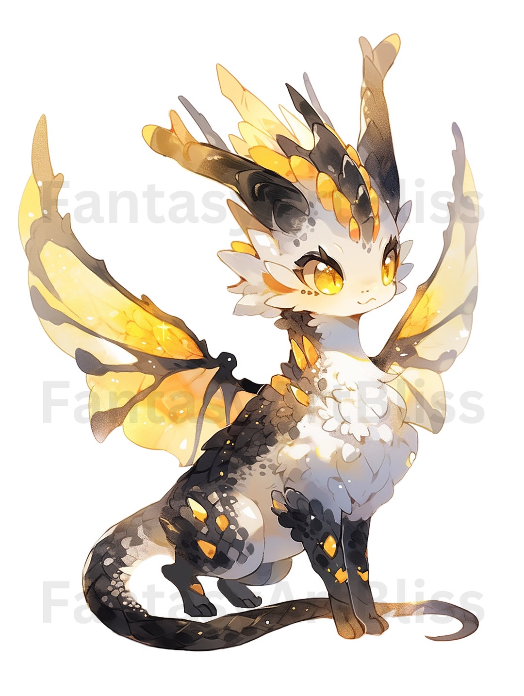 Divine Butterfly Dragon Watercolor Clipart Cute Fantasy Animal ...