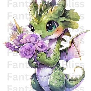 Dragon Watercolor Clipart Cute Fantasy Animal Transparent - Etsy