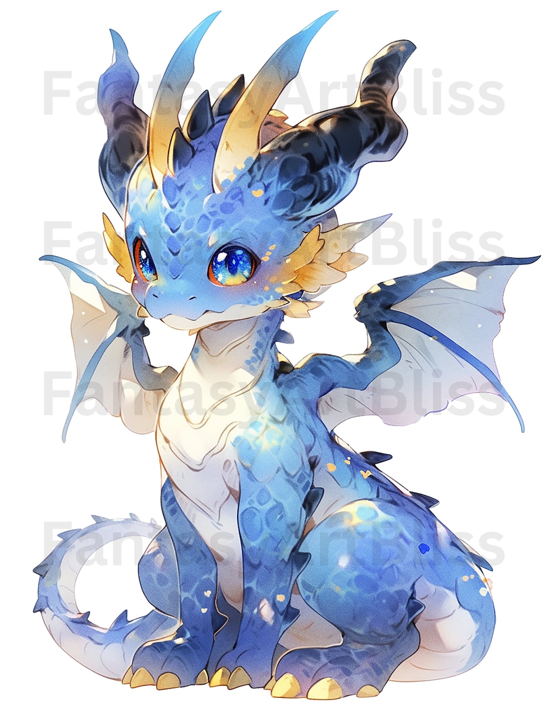 Dragon Watercolor Clipart Cute Blue Fantasy Animal, Transparent ...