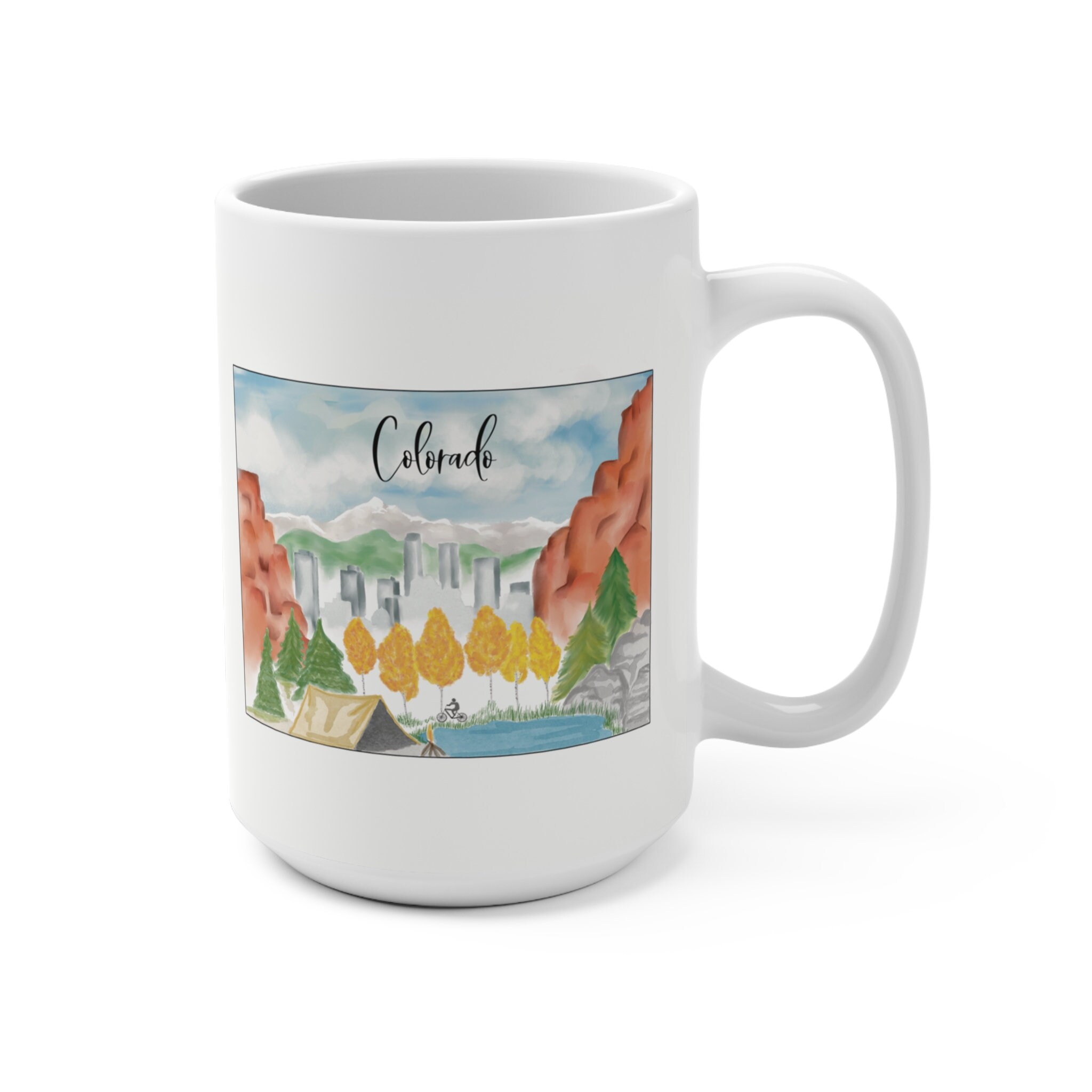 Colorado Coffee Mug 15oz Hand-painted Digital Colorado State Art Print ...