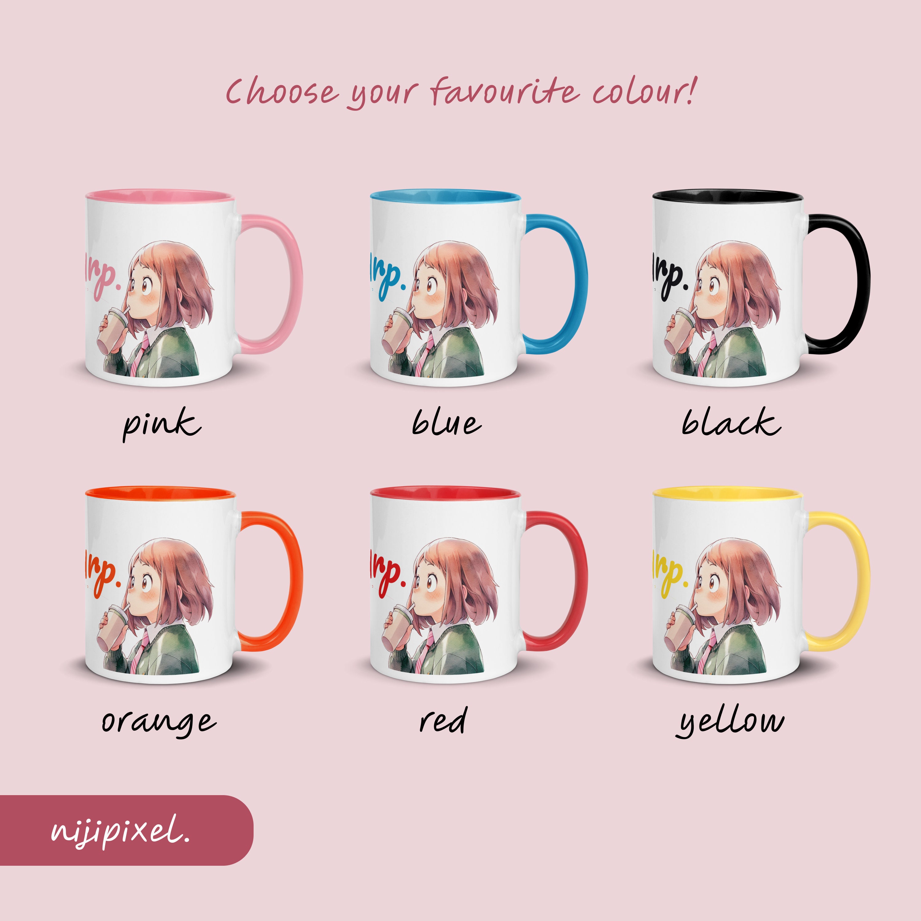 My Hero Academia Anime Mug, Ochaco Uraraka, Kawaii Cup, Inspired Design ...