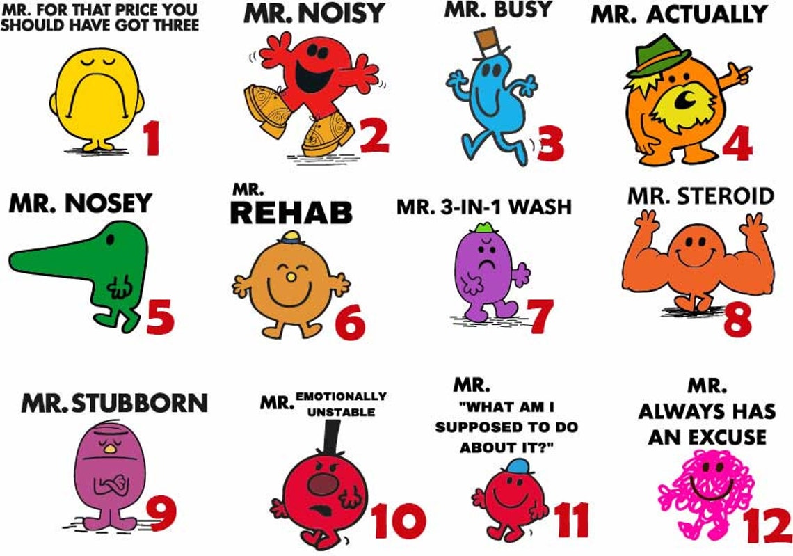 Mr. Men Shirt Mr. Men Little Miss Funny Shirts Funny Mr. - Etsy