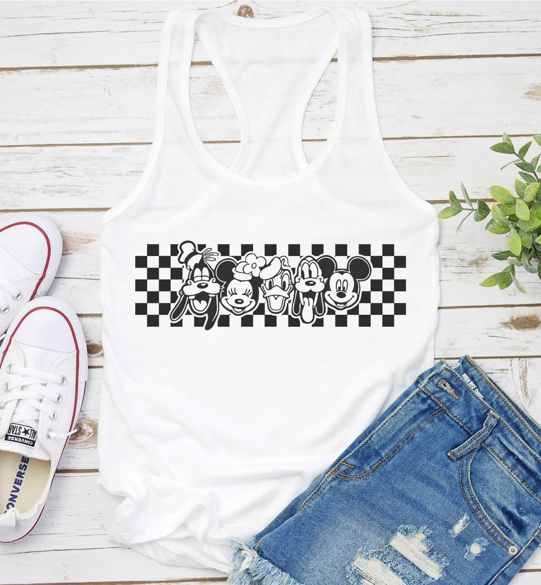 Vintage Mickey and Friends Checkered Shirt, Disney Checkered Shirt ...