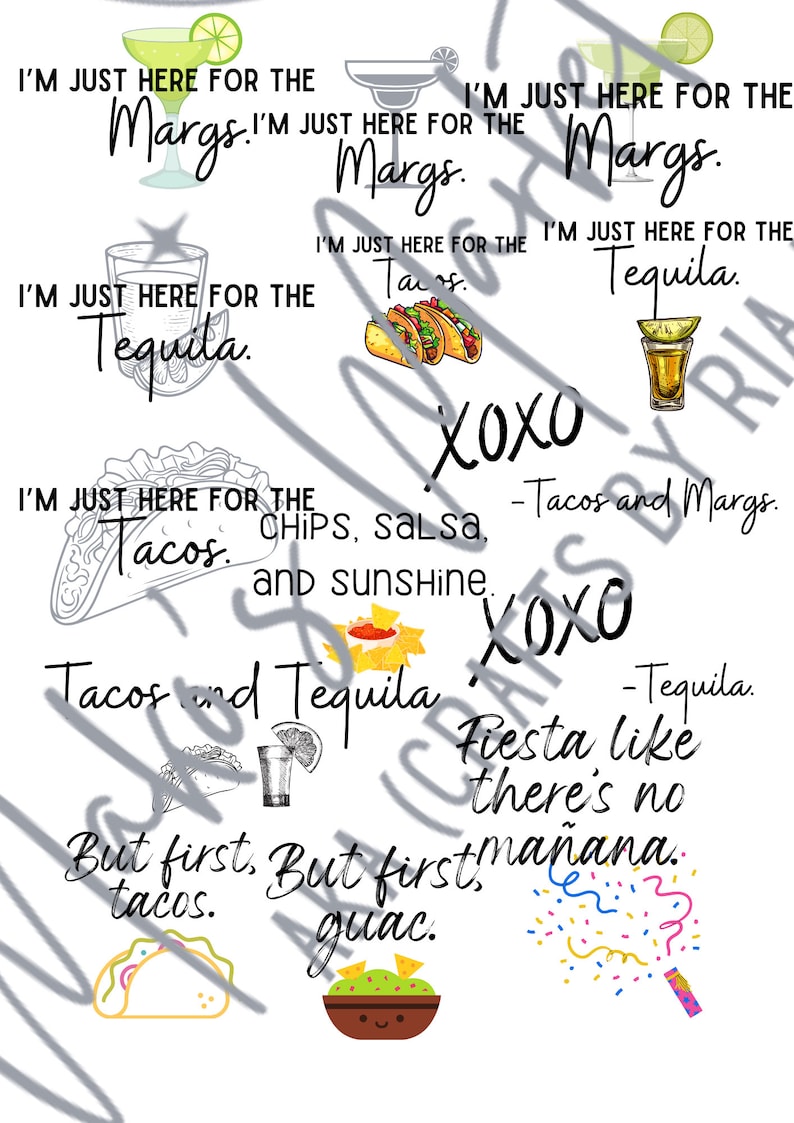 Cinco De Mayo PNG SVG Digital Files Tacos Margaritas Tequila Guac ...