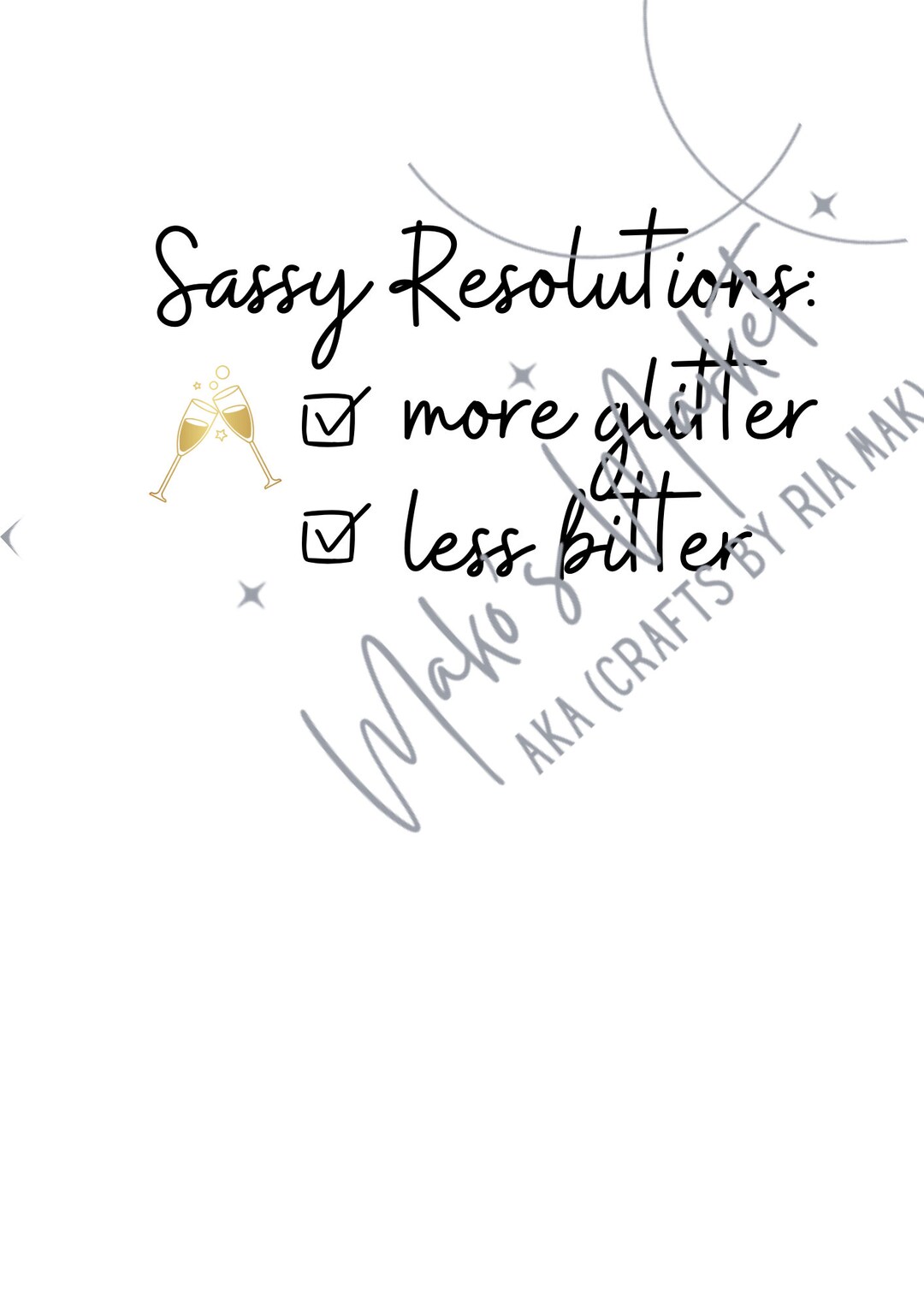 New Years Design Sassy Resolutions More Glitter Less Bitter PNG File - Etsy