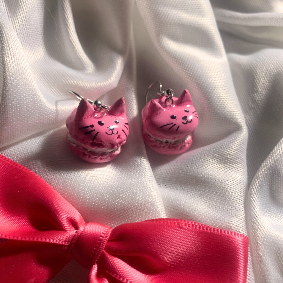 Cat Macaron Food Earrings - Etsy