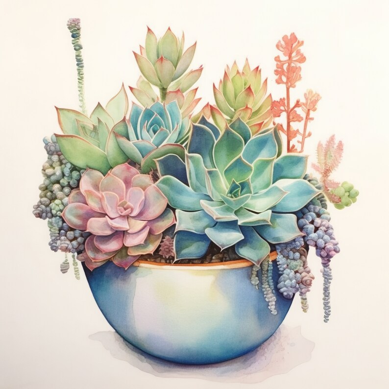 Digital Watercolour Print, Printable Watercolor Painting for Home, Set ...