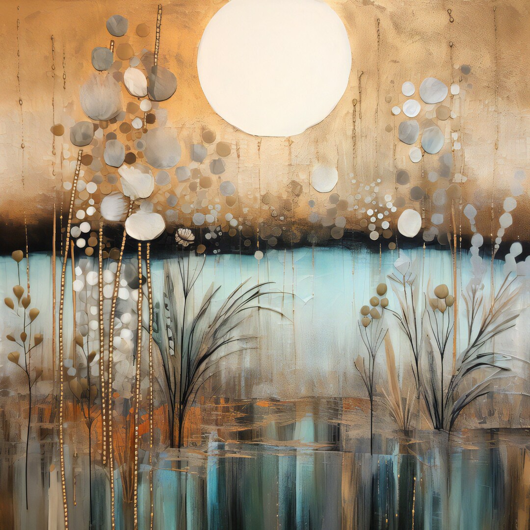 Botanical Digital Art - Printable Contemporary Tranquility Artwork ...