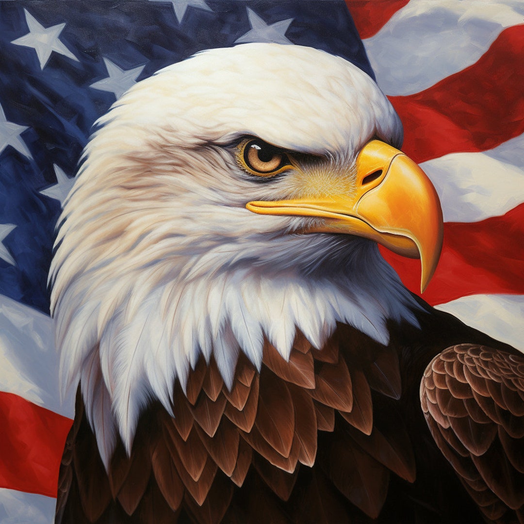 The Emblem of Freedom - Bald Eagle Art, American Flag Print, Patriotic ...