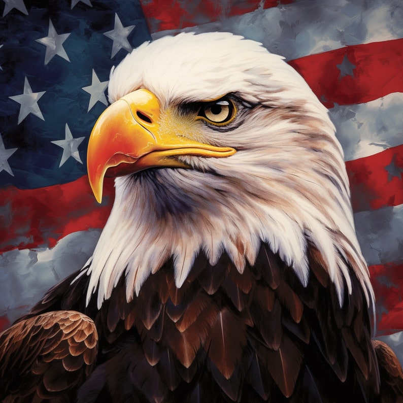 The Emblem of Freedom - Bald Eagle Art, American Flag Print, Patriotic ...