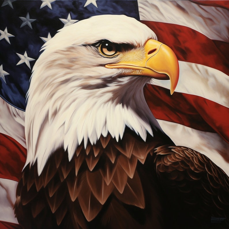 The Emblem of Freedom - Bald Eagle Art, American Flag Print, Patriotic ...