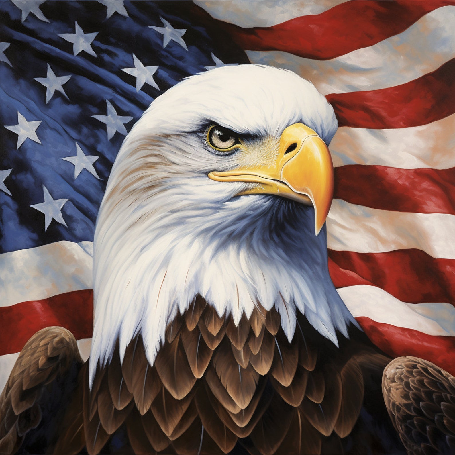 The Emblem of Freedom - Bald Eagle Art, American Flag Print, Patriotic ...