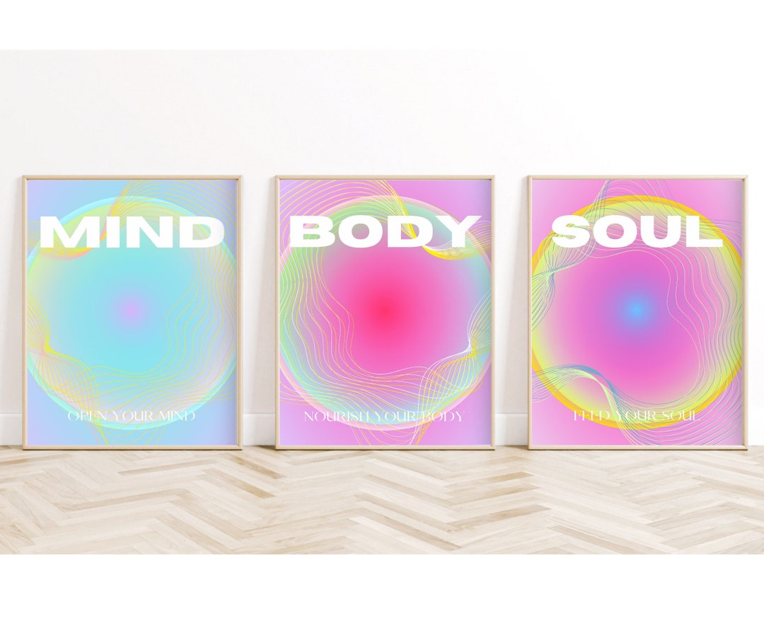 Set of 3 Positive Affirmation Poster, Mind Body and Soul Aura Poster ...