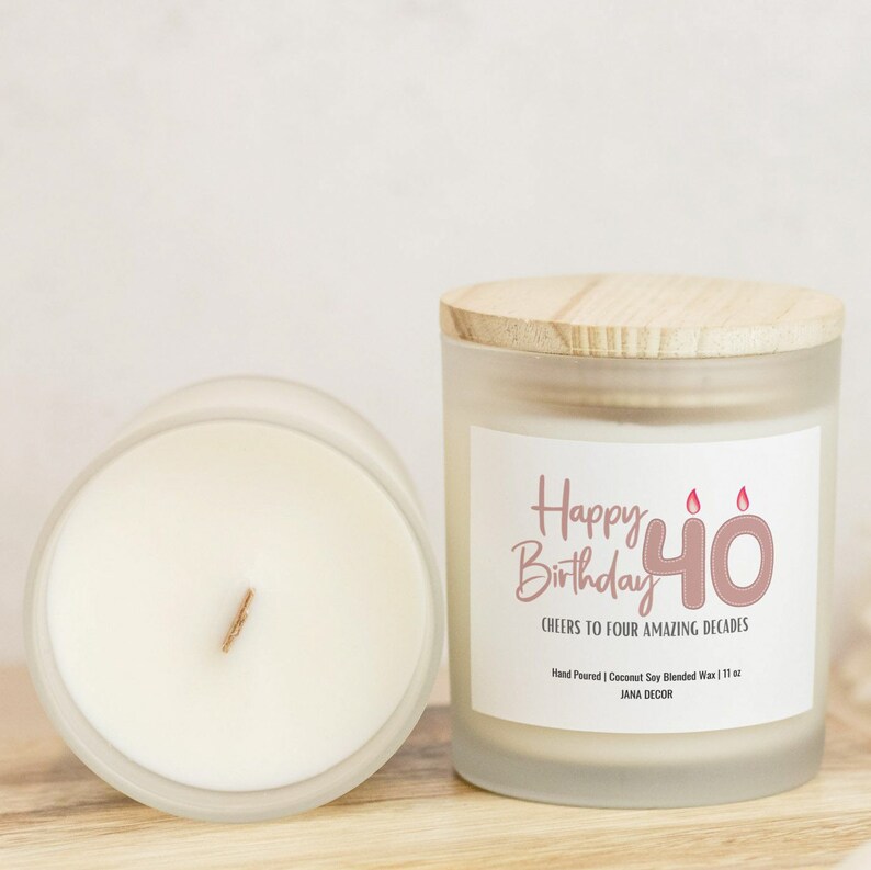 Happy 40th Birthday Candle 40th Birthday Gift for Women Friend ...