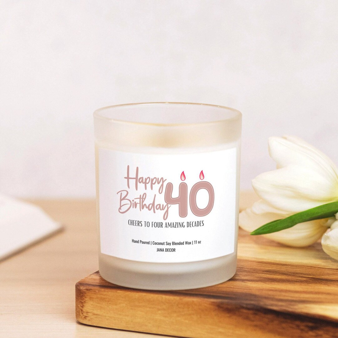 Happy 40th Birthday Candle 40th Birthday Gift for Women Friend ...
