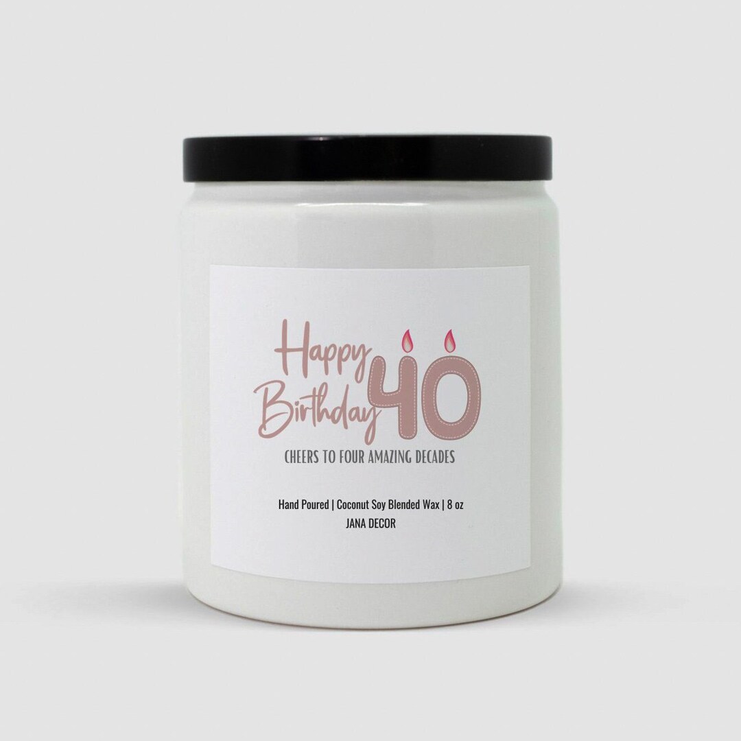 Happy 40th Birthday Candle 40th Birthday Gift for Women Friend ...