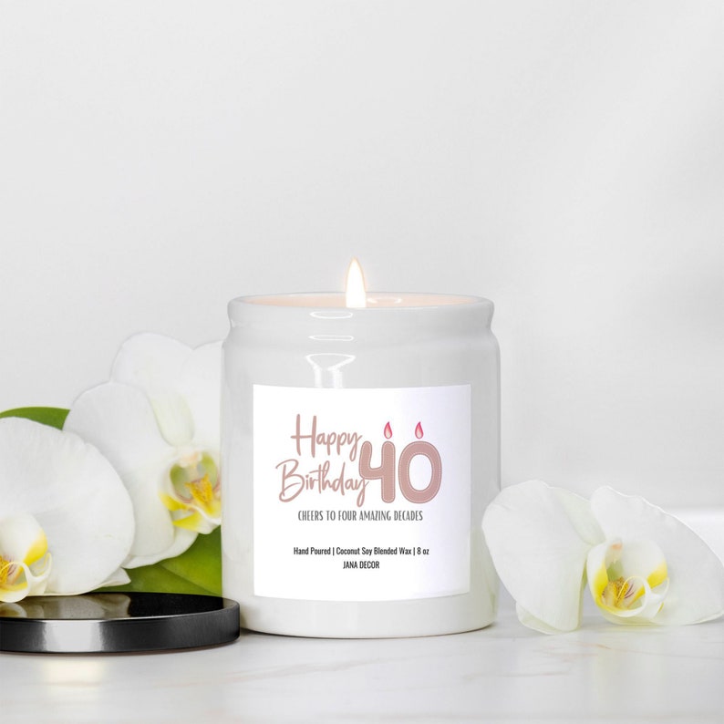 Happy 40th Birthday Candle 40th Birthday Gift for Women Friend ...