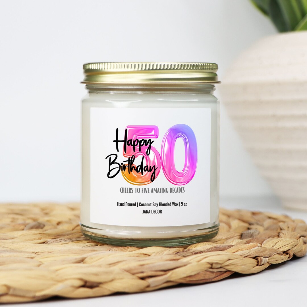 Happy 50th Birthday Candle 50th Birthday Gift for Women Friend ...