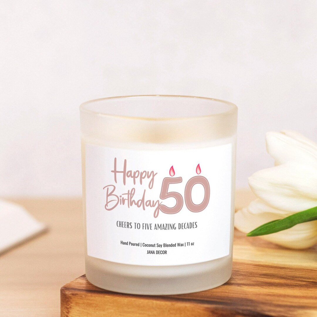 Happy 50th Birthday Candle 50th Birthday Gift for Women Friend ...