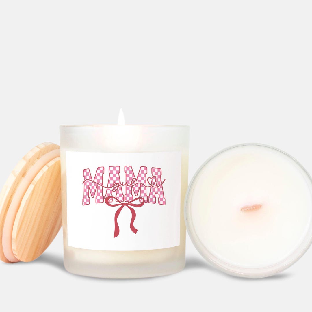 Checkered Girl Mama Candle Gift | Pink Coquette Bow | Gift for Girl ...