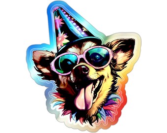 Holographic Sticker Fun Party Dog #2 - Etsy