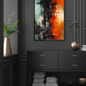 Dramatic Abstract Art PRINTABLE Industrial Modernist Black Red Poster ...