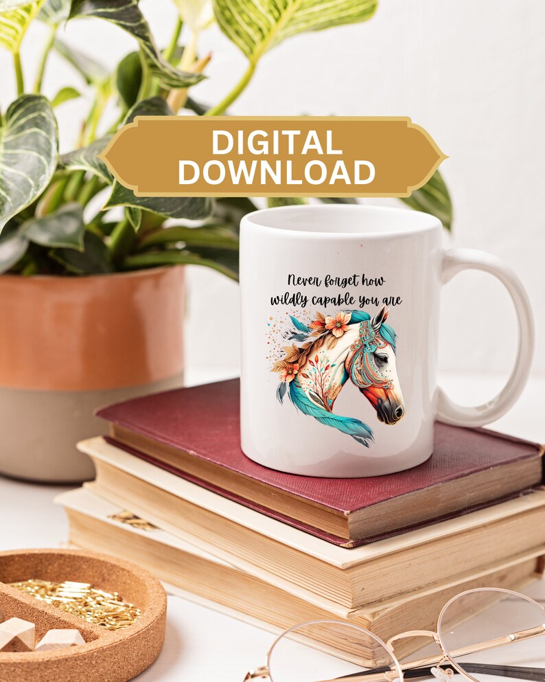 Boho Horse PNG Inspirational Printable Watercolor Wall Art - Etsy