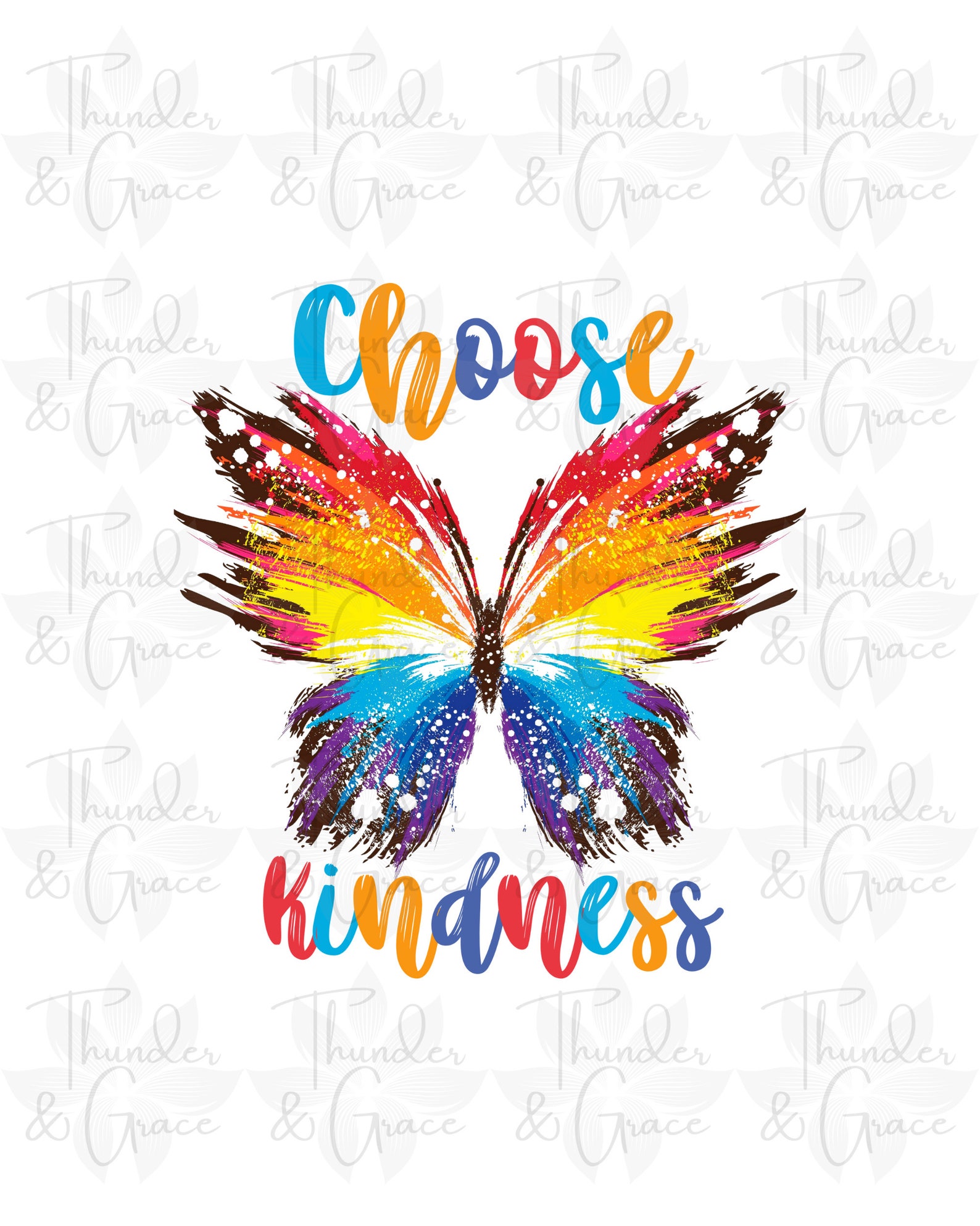Choose Kindness PNG, Rainbow Butterfly, Inspirational Printable, Boho ...