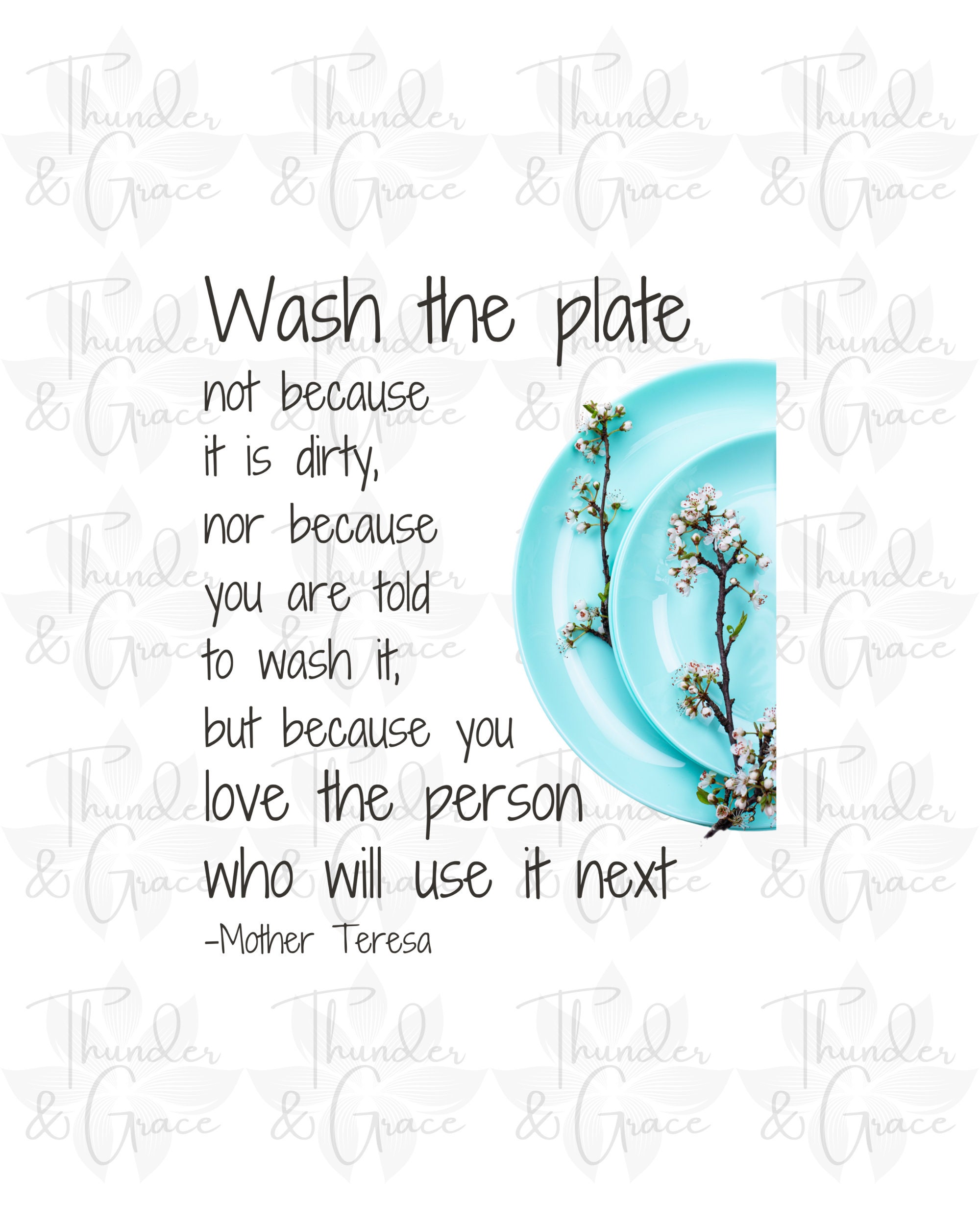 Wash the Plate PNG, Mother Teresa, Inspirational Printable, Teacher PNG ...