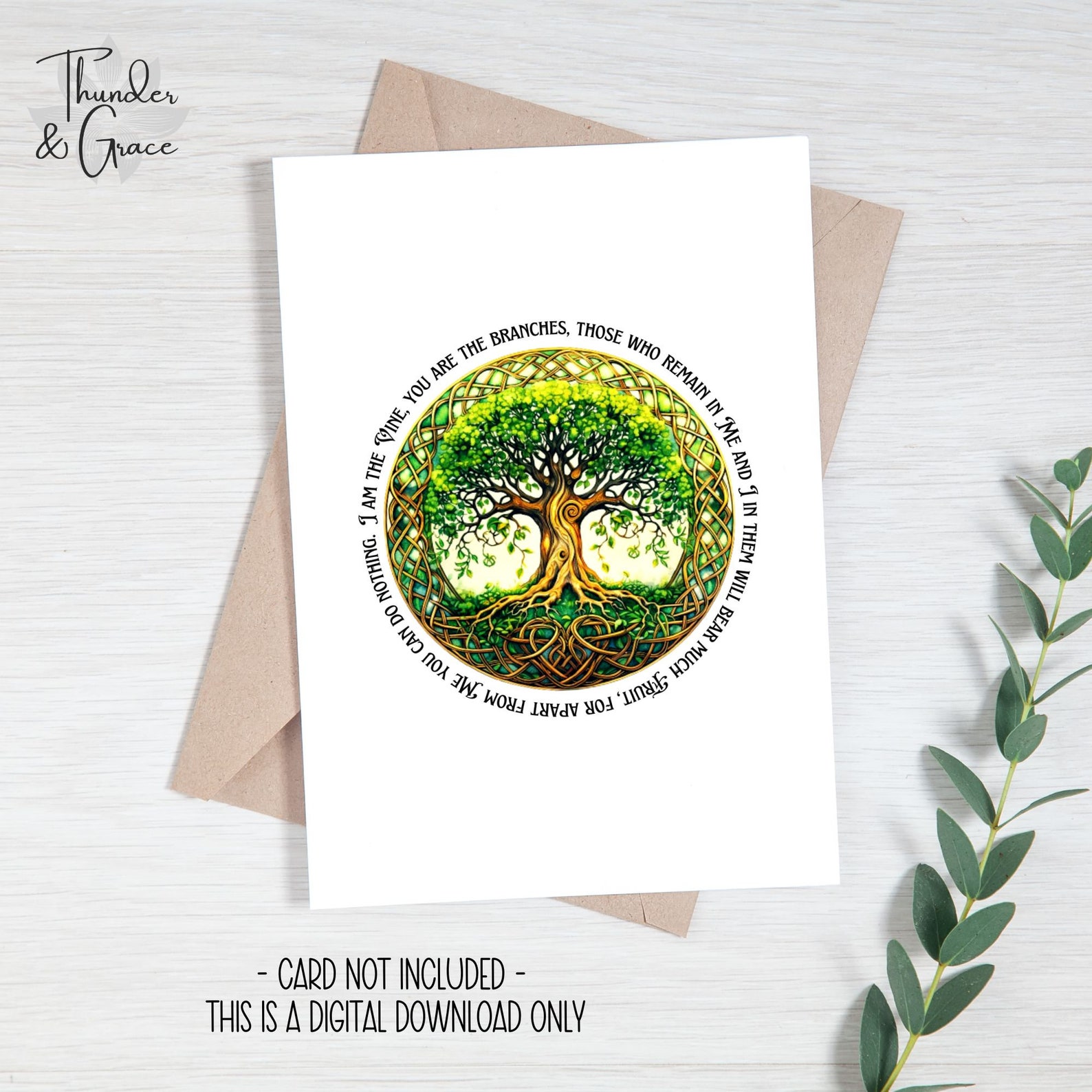 I Am the Vine PNG, Celtic Tree of Life Png, Celtic Print, Faith Wall ...