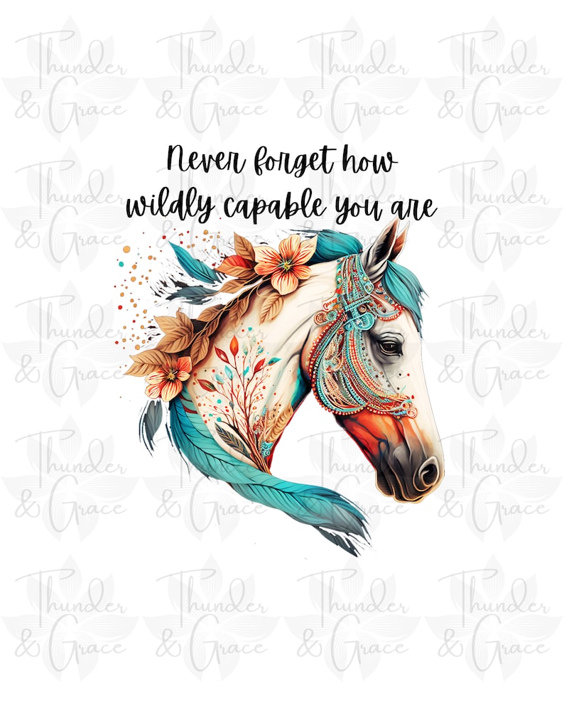 Boho Horse PNG Inspirational Printable Watercolor Wall Art - Etsy