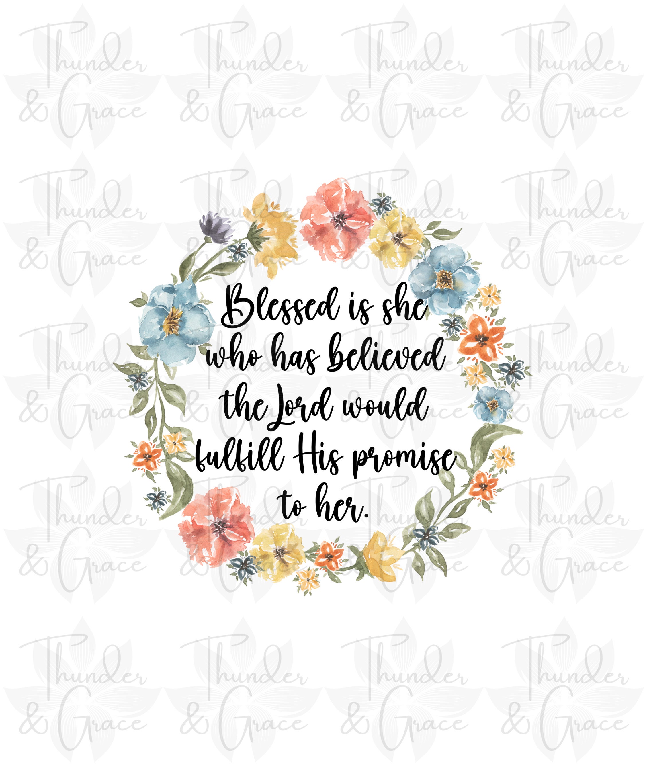 Blessed is She PNG Floral Frame Inspirational Printable - Etsy