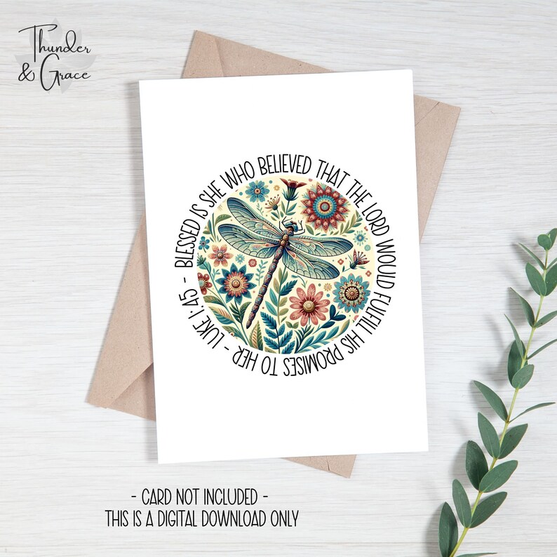 Blessed is She Who Believes PNG, Luke 1:45, Inspirational Print, Bible ...