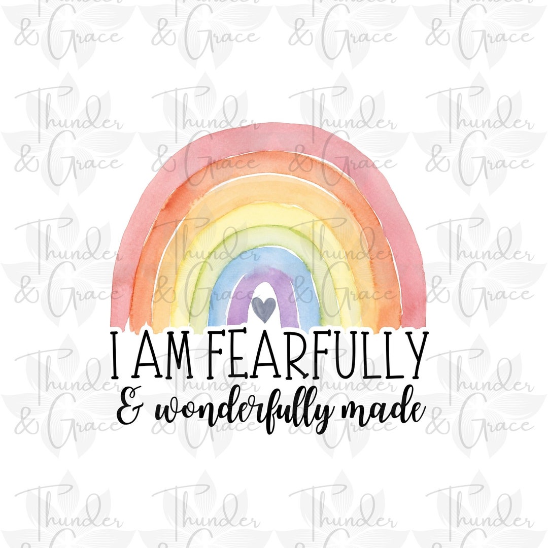 Fearfully and Wonderfully Made PNG, Psalm 139:14, Rainbow Printable ...