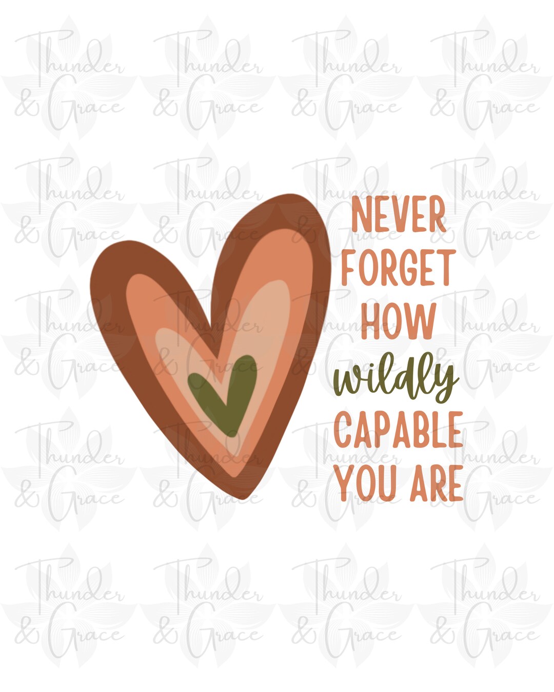Never Forget How Wildly Capable You Are PNG, Boho Hearts, Uplifting ...