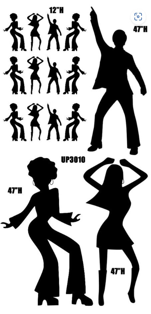 DISCO Dancers Silhouette Set Coroplast Party Props Decorations Cutouts ...