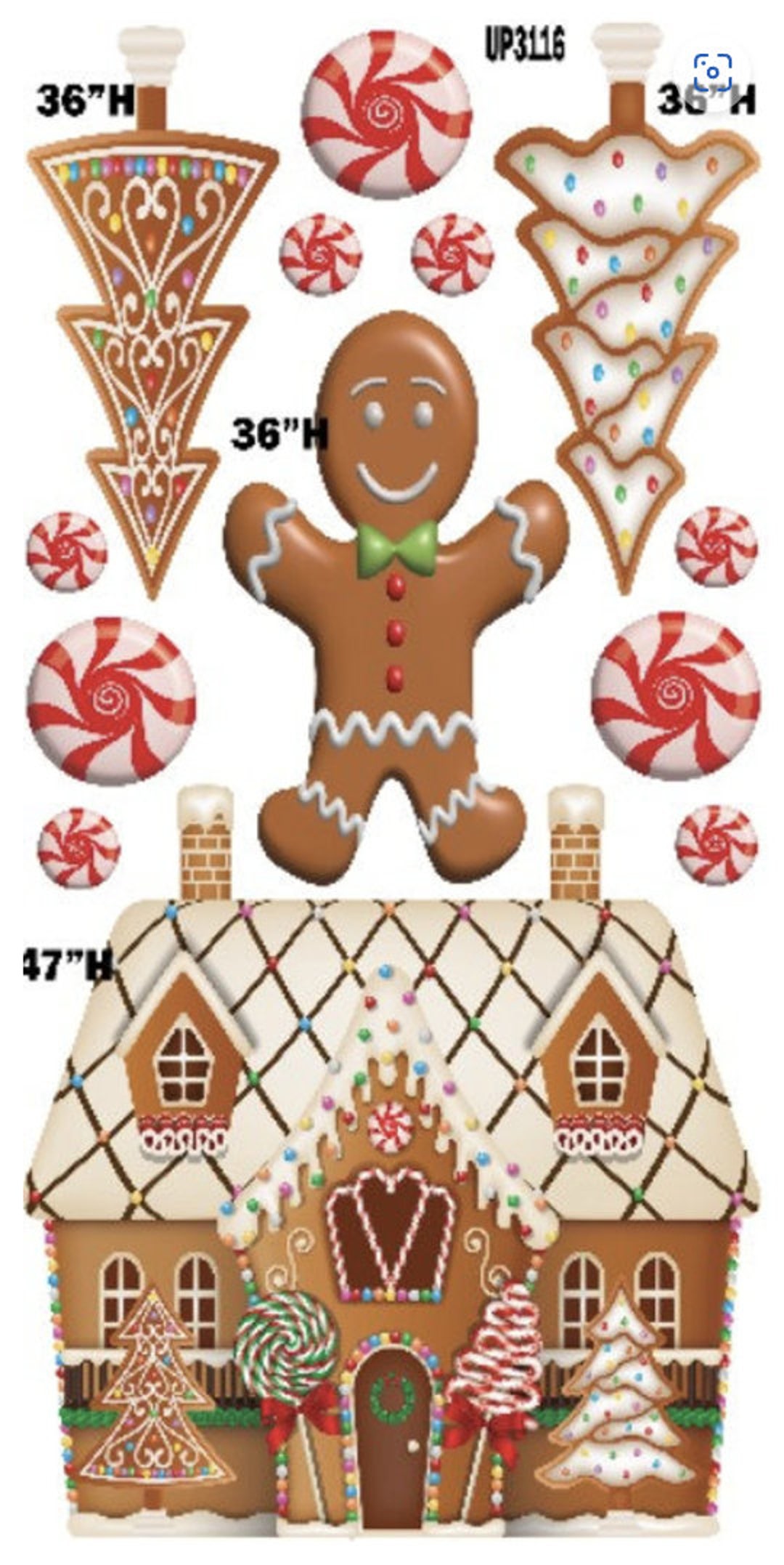 Christmas Gingerbread Props Decorations Backdrops Cutouts Signs Table ...