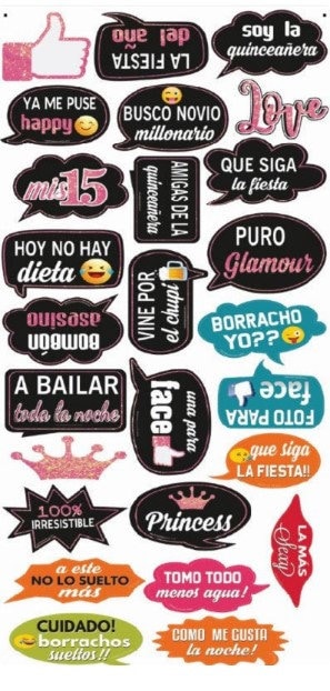 PHOTO BOOTH PROPS Spanish Party Props Decorations Backdrops Cutouts ...