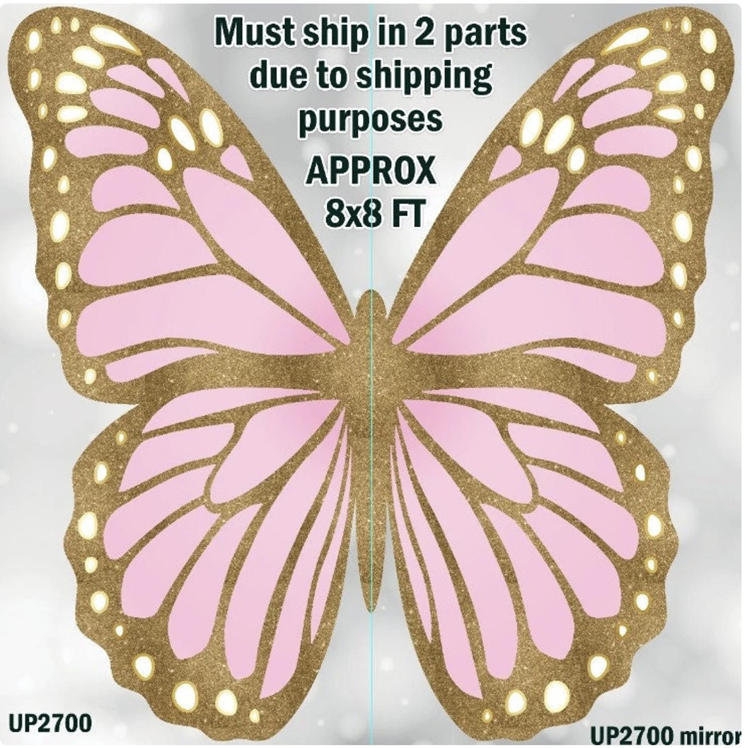 Gold Light Pink Monarch Butterfly Approx 8 FT X 8 Ft Coroplast Party ...