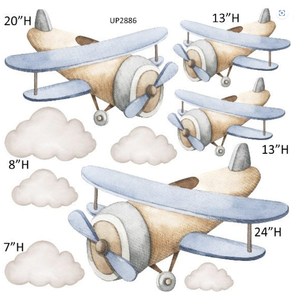 Airplane Vintage Watercolor Props Blue Coroplast Decorations Backdrops ...